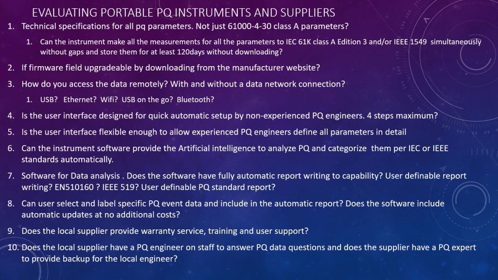 Examples of Capabilities of Class A PQ Instruments vs Dranetz ...