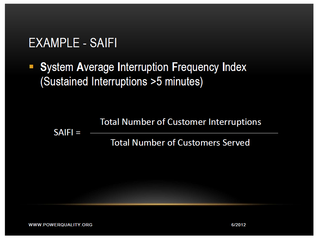 SAIFI SARFI & SARFI (X) Indexes for Power Reliability & Power Quality ...