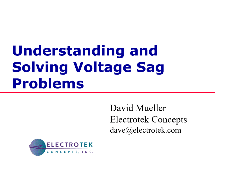 Understanding & Solving Voltage Sag Problems – Power Quality Blog