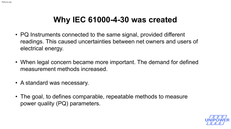 UNIPOWER IEC 61000-4-30 Ed. 4 – Power Quality Blog