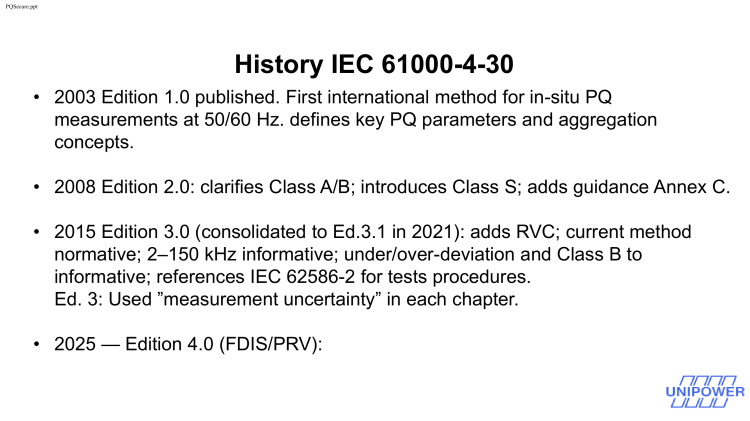 UNIPOWER IEC 61000-4-30 Ed. 4 – Power Quality Blog